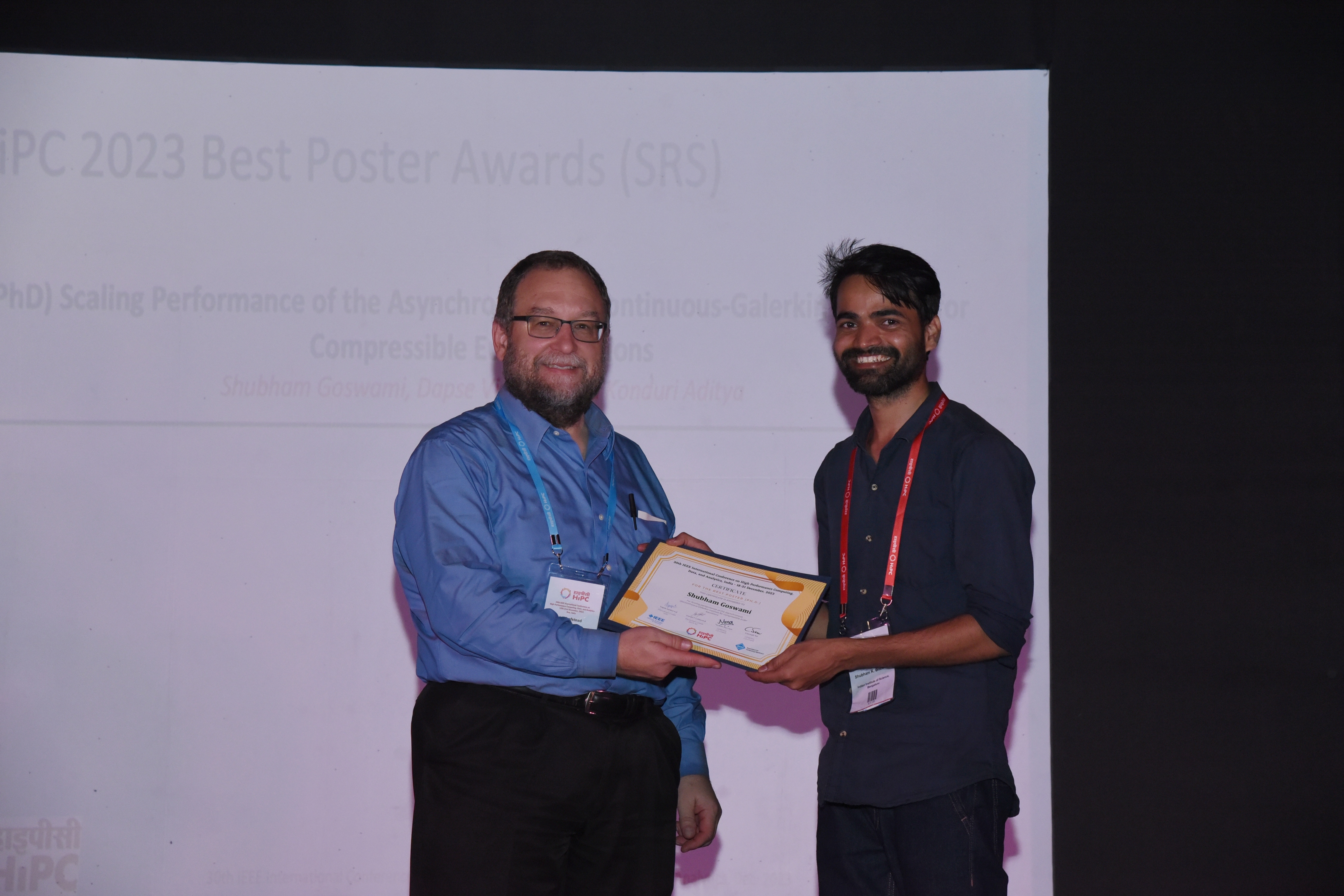 Shubham won the Best SRS Poster Award at the IEEE HiPC Conference 2023 ...